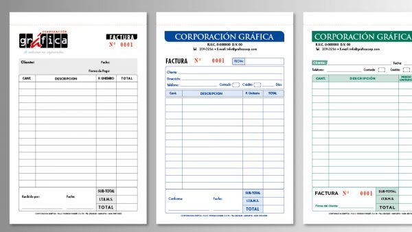 Libretas de Facturas / Recibos – Corporación Gráfica | Imprenta online ...